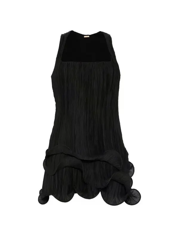 Cult Gaia Plissé-effect Ruffled Mini Dress - Black