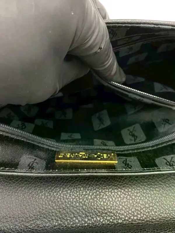 Saint Laurent Leather Top Handle Bag Satchel With Diamond Cut Detailing