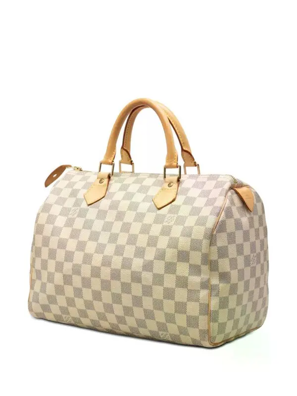 LOUIS VUITTON Damier Azur Speedy 30 Boston Bag - White