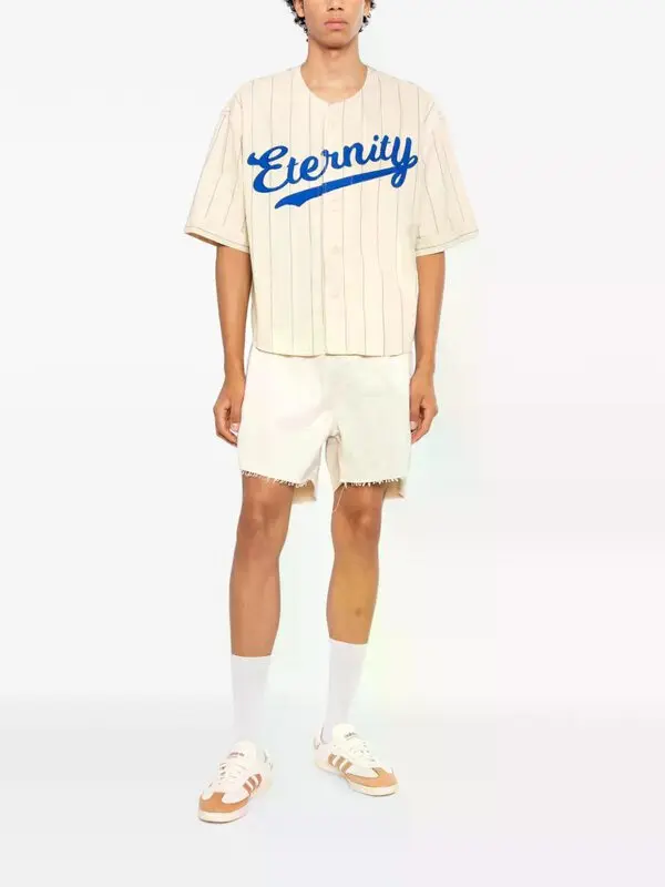 LE MONT SAINT MICHEL Pinstripe-print Baseball Shirt - Neutrals
