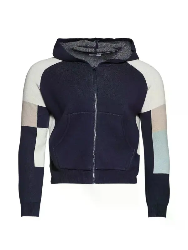 PRAYING Colour-block Knit Full Zip Hoodie