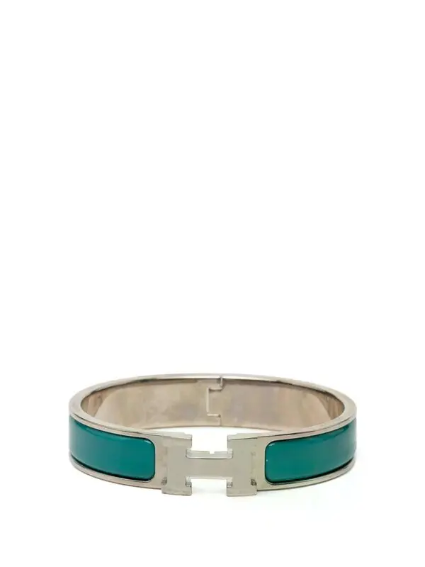 Hermès Enamel And Palladium-plated Metal Clic H Bracelet Pm - Blue