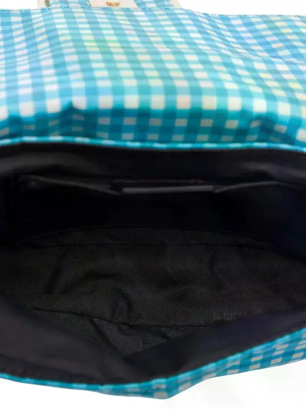 Fendi Mini Nylon Gingham Convertible Baguette Satchel
