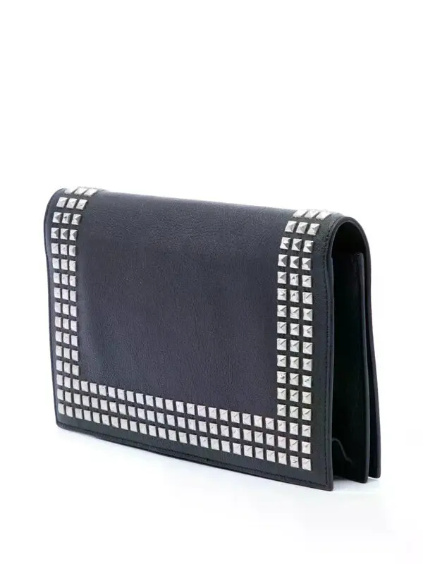 Saint Laurent 2015 Studded Leather Monogram Clutch Bag
