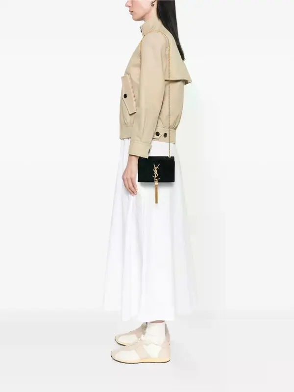 Saint Laurent Suede Monogram Kate Tassel Crossbody Bag