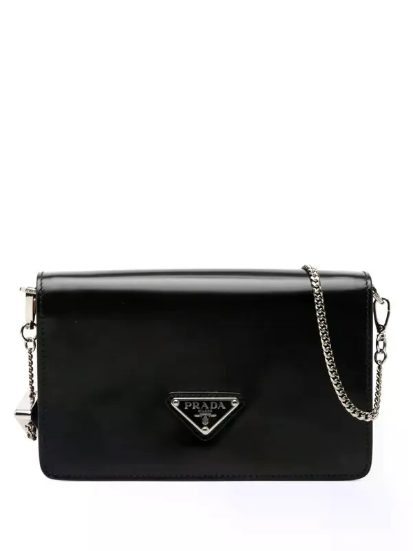 Prada Spazzolato Leather Flap Crossbody Bag