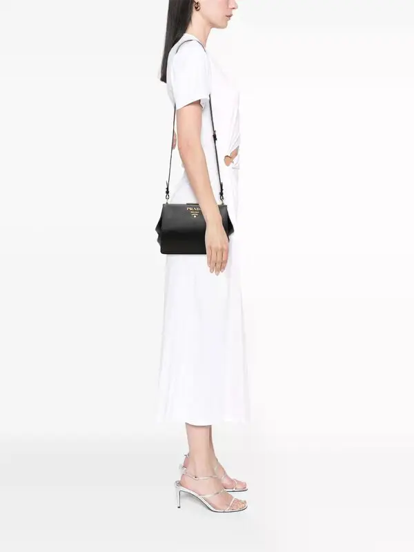 Prada Saffiano And Calf Light Frame Crossbody Bag