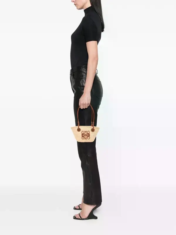 Loewe 2022 Mini Raffia Anagram Basket Tote Bag