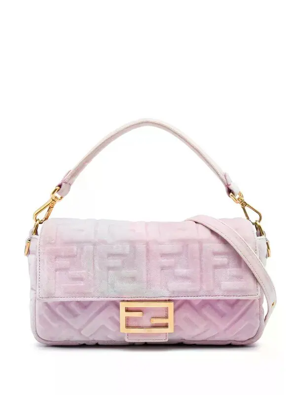 Fendi Zucca Embossed Velvet Baguette Satchel