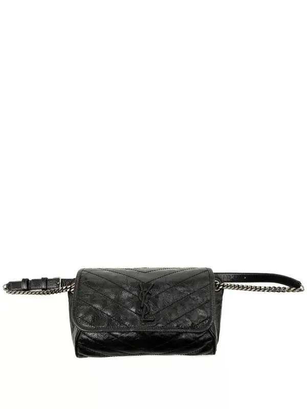 Saint Laurent 2019 Crinkled Calfskin Monogram Niki Belt Bag - Black