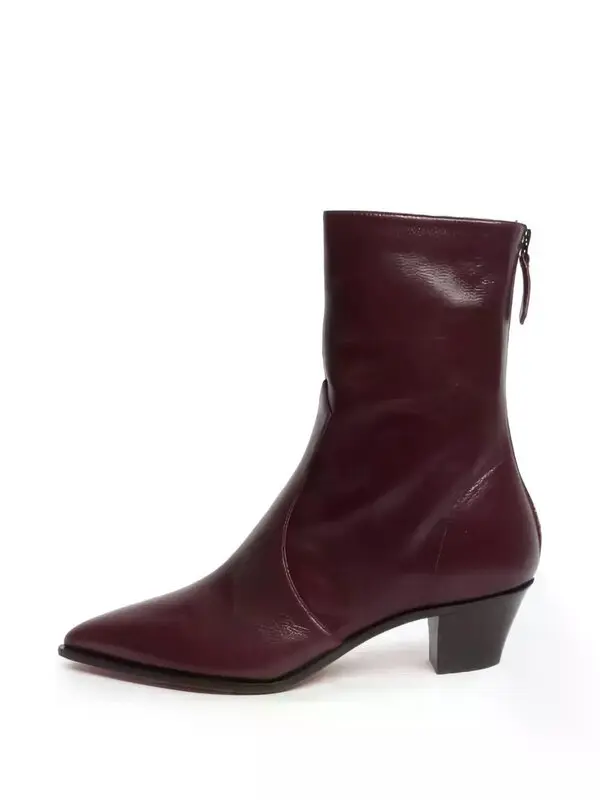 AQUAZZURA Brunswick Leather Ankle Boots - Red