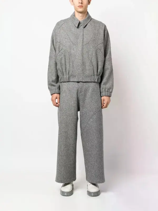 SAGE NATION Heather Wool Wide-leg Trousers