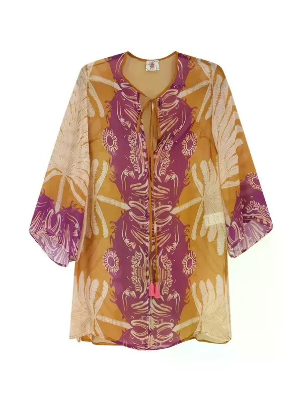 BYE FIRENZE Palme Crew-neck Lace-up Tunic