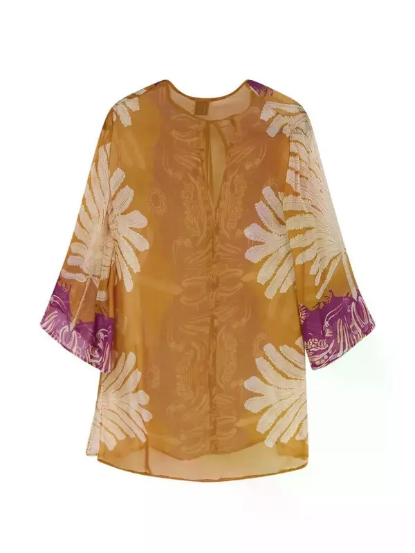 BYE FIRENZE Palme Crew-neck Lace-up Tunic