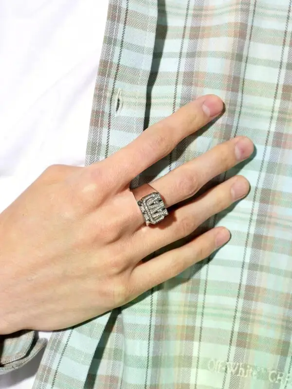 Off-White Crystal-embellished Signet Ring