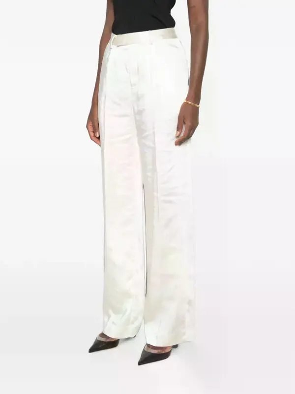 SELF-PORTRAIT Pleated Satin-finish Tailored Trousers