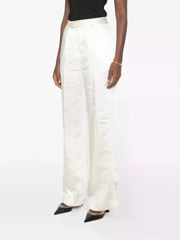 SELF-PORTRAIT Pleated Satin-finish Tailored Trousers