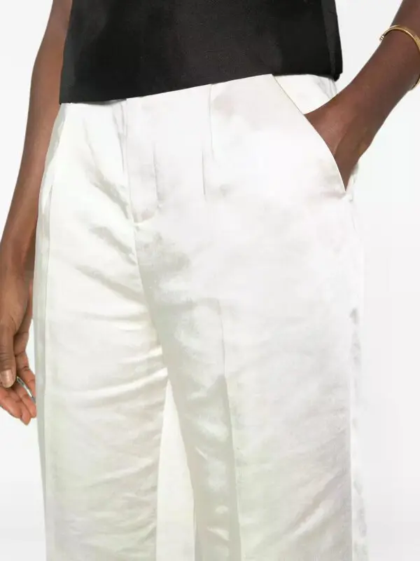 SELF-PORTRAIT Pleated Satin-finish Tailored Trousers