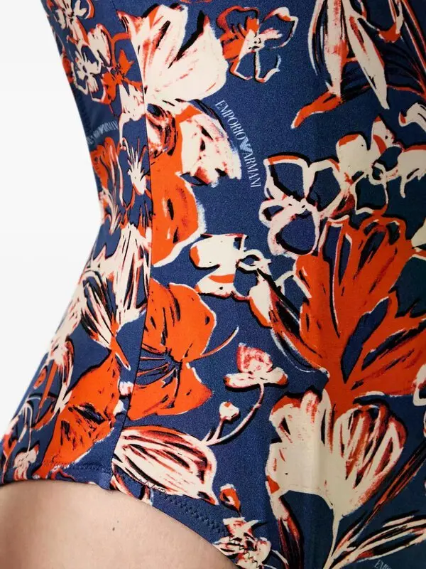 Emporio Armani Floral Print Crossover Strap Swimsuit