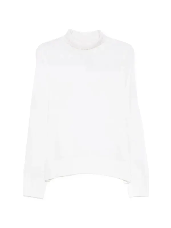 ALLUDE Ribbed-trim Roll-neck Sweater - White