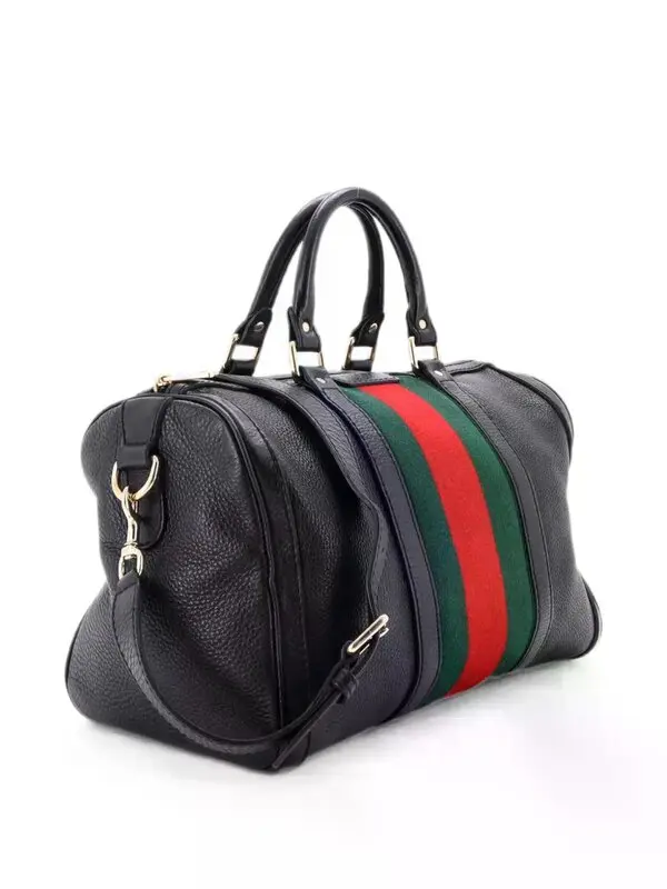 Gucci Vintage Web Boston Bag Leather Medium Satchel