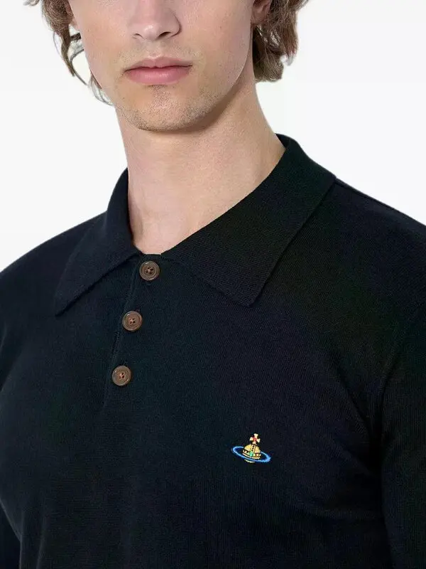 VIVIENNE WESTWOOD Embroidered-motif Ribbed-trim Polo Shirt