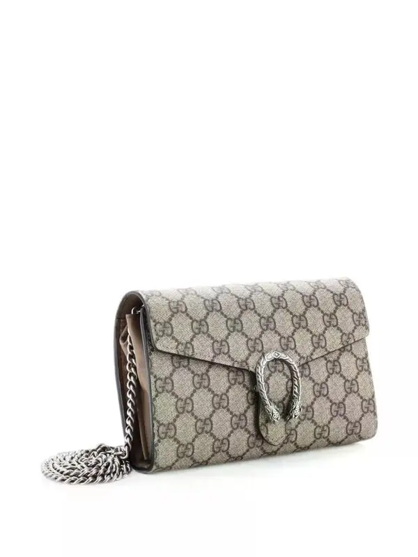 Gucci Dionysus Chain Wallet Gg Coated Canvas Small Crossbody Bag - Brown
