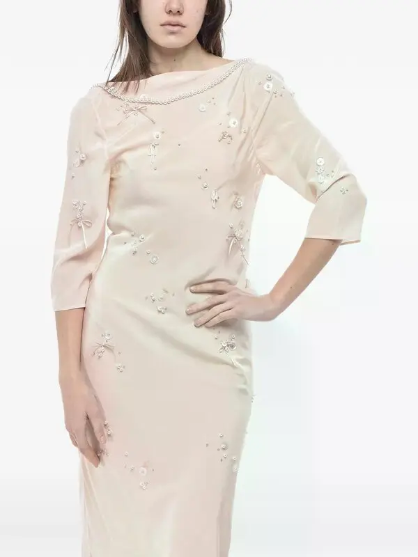 Bernadette Midi Sequin-embellished Faux-pearl Dress