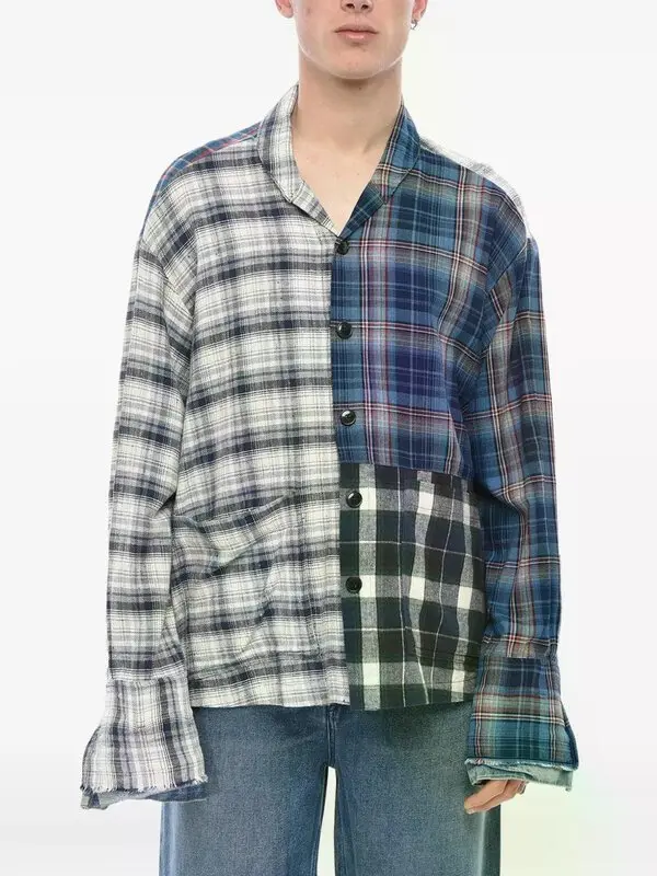 GREG LAUREN Patchwork Shawl-collar Shirt