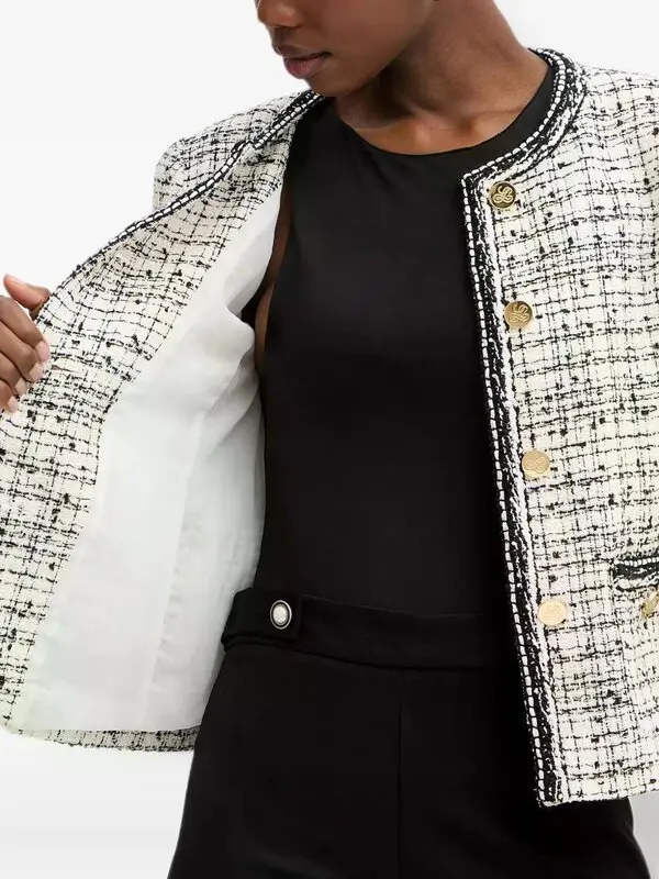 Luisa Spagnoli Textured Tweed Jacket With Logo-engraved Buttons