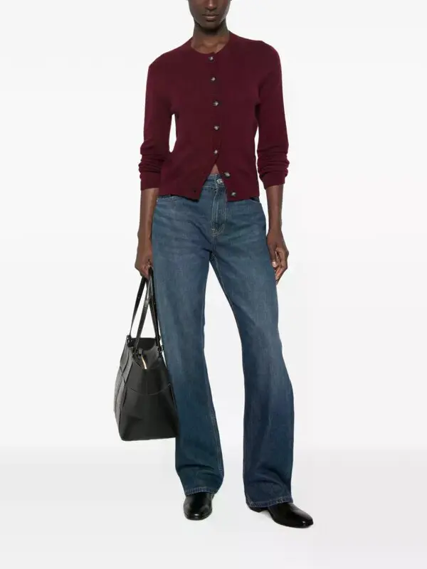 ALLUDE Button-up Ribbed-trim Cardigan