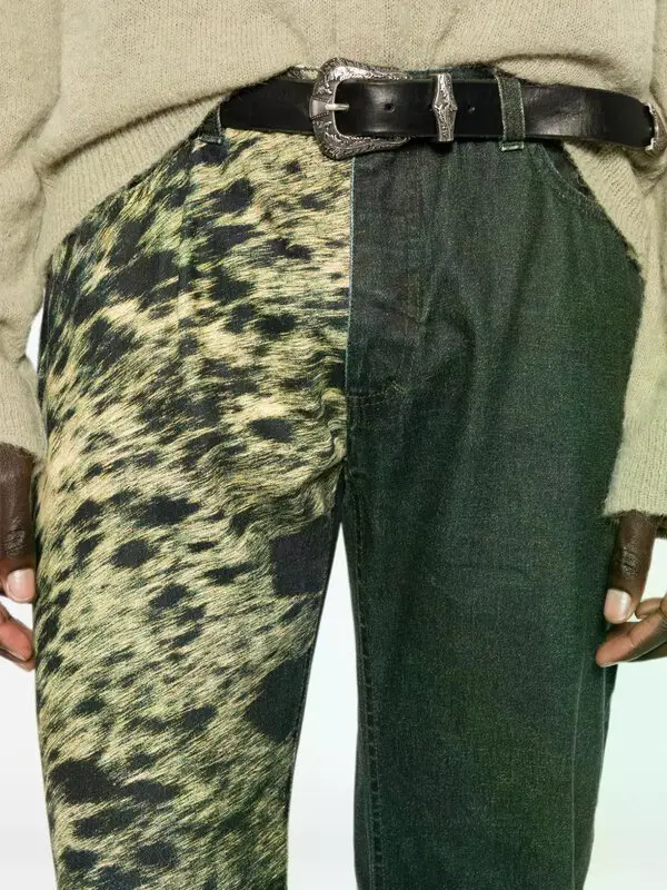 Roberto Cavalli 2000s Animal Print Paneled Jeans