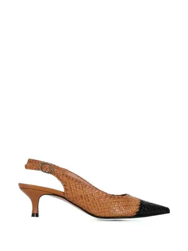 LA ROSE Carol Woven Slingback Pumps