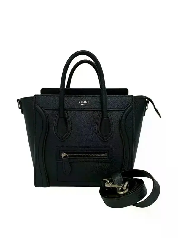 Celine Nano Drummed Calfskin Luggage Tote Bag - Black