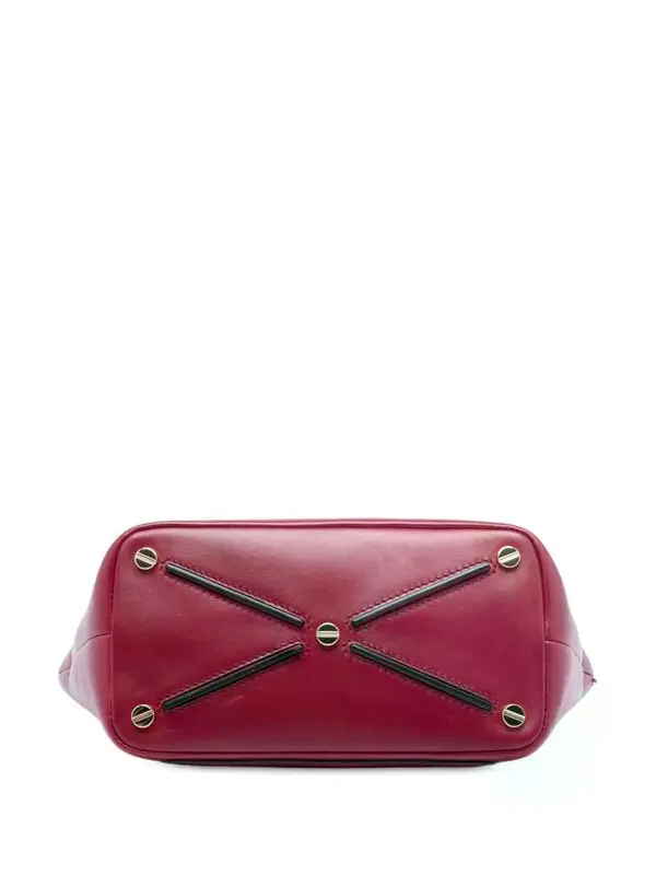 Valentino Garavani Leather Rockstud Demilune Satchel - Red