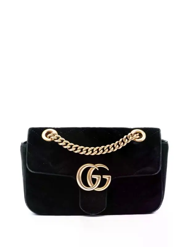 Gucci 2016-2026 Small Gg Marmont Matelasse Velvet Shoulder Bag - Black