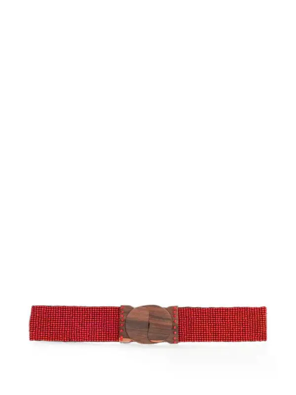 Vintage Beaded Wood-buckle Belt