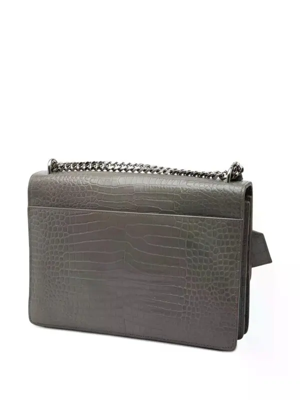 Saint Laurent 2018 Large Croc Embossed Leather Monogram Sunset Crossbody Bag