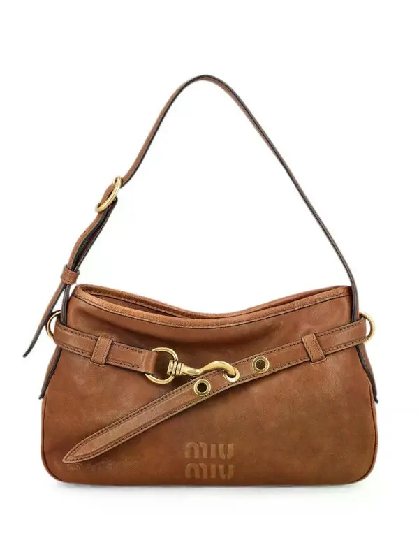 Miu Miu Buckle-detail Logo-embossed Shoulder Bag