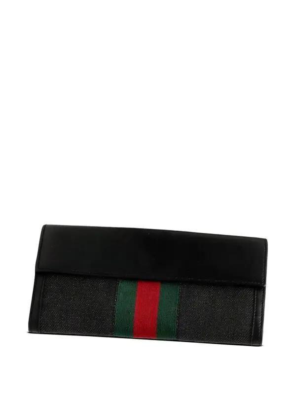 Gucci 2000-2015 Canvas And Leather Web Continental Wallet Long Wallets