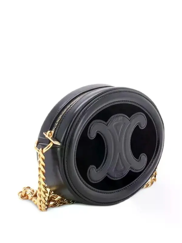 Celine Triomphe Oval Chain Crossbody Bag In Velvet And Leather
