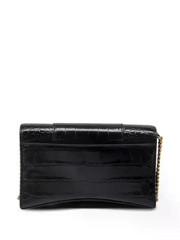Balenciaga Hourglass Croc-embossed Wallet On Chain
