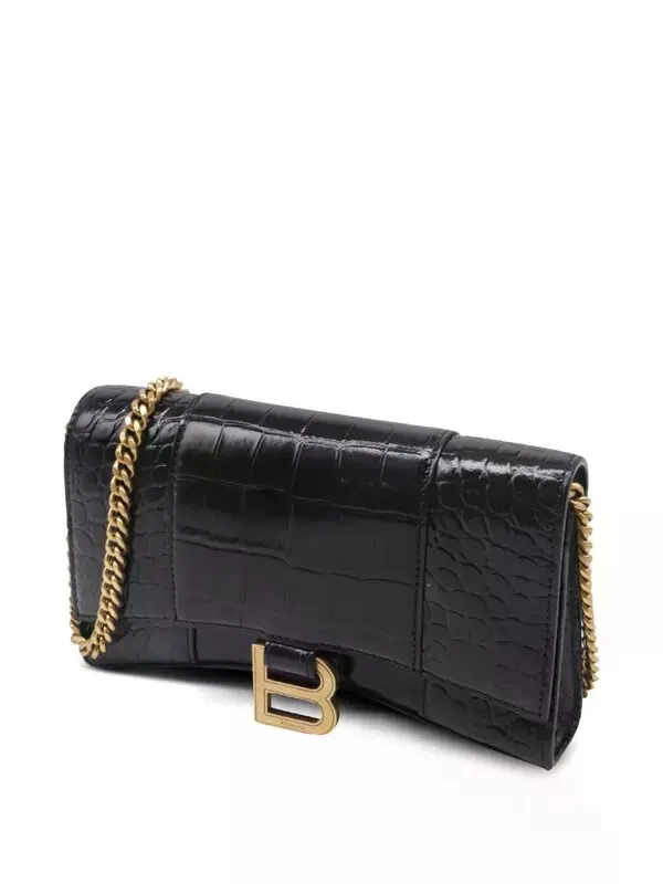Balenciaga Hourglass Croc-embossed Wallet On Chain