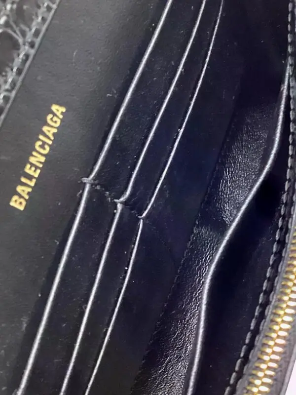 Balenciaga Hourglass Croc-embossed Wallet On Chain