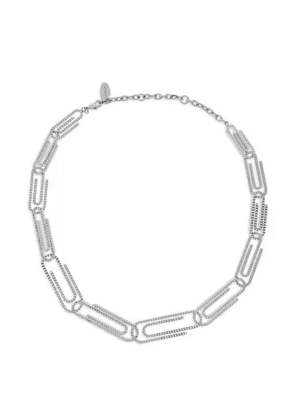 Off-White Crystal-embellished Paperclip Chain Necklace