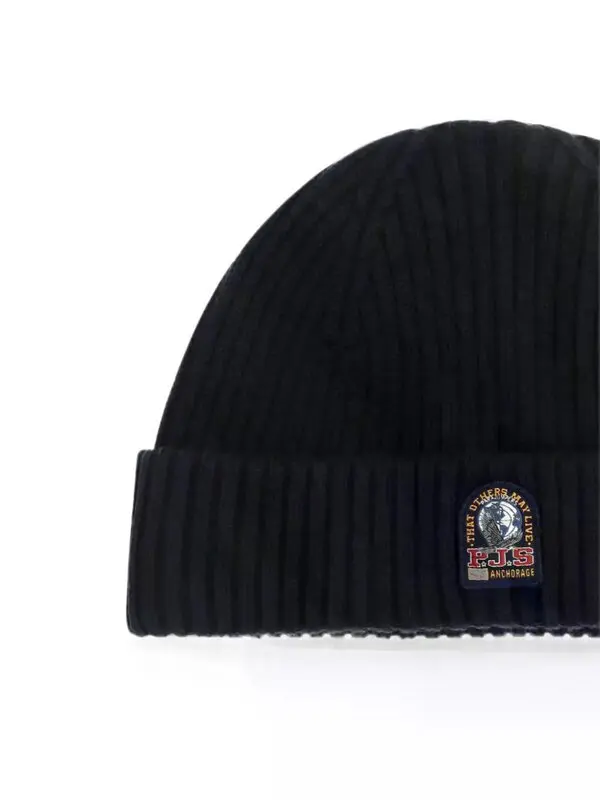 PARAJUMPERS Ribbed Knit Logo Patch Beanie