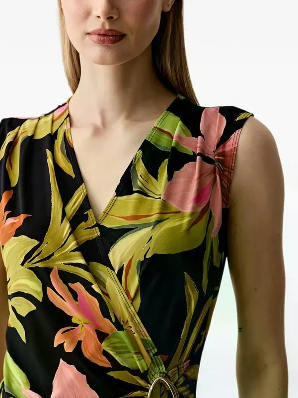 Joseph Ribkoff Sleeveless Floral Print Wrap Mini Dress