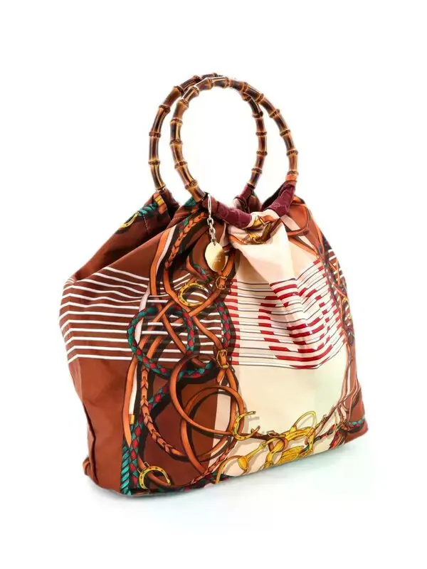 Gucci Bamboo Handle Printed Silk Maxi Tote Bag