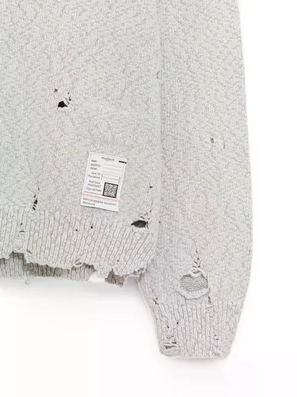 Mihara Yasuhiro Distressed Cable-knit Sweater