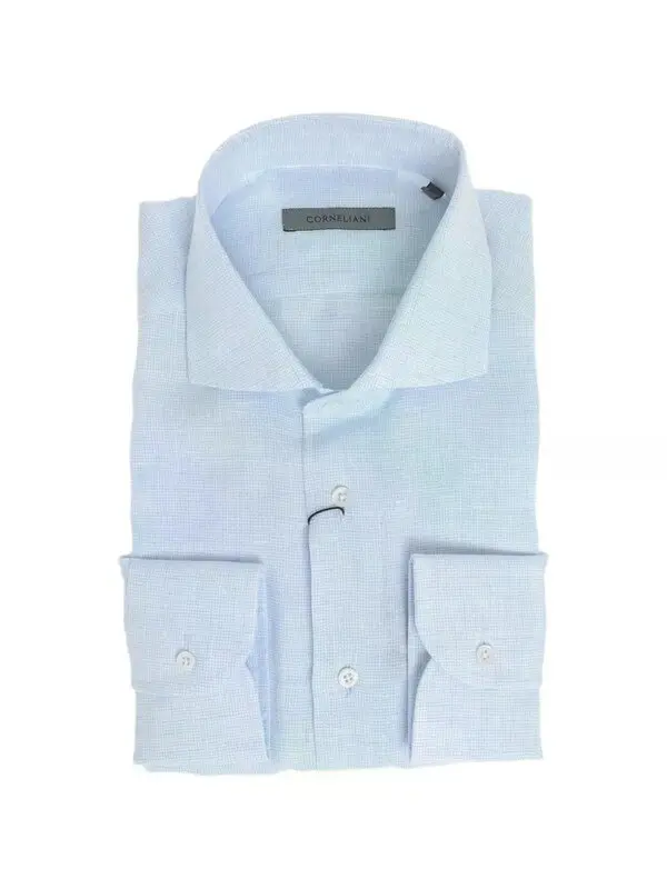 Corneliani French-collar Linen Shirt - Blue